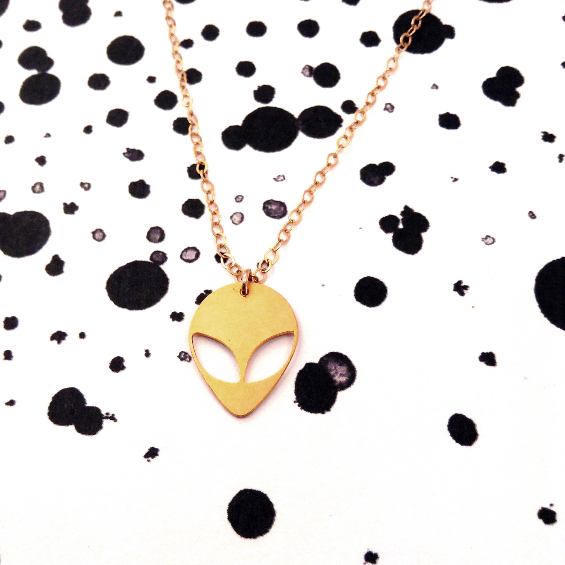 Alien Logo Necklace Gold Necklace Alien Icon Jewelry Design - Etsy