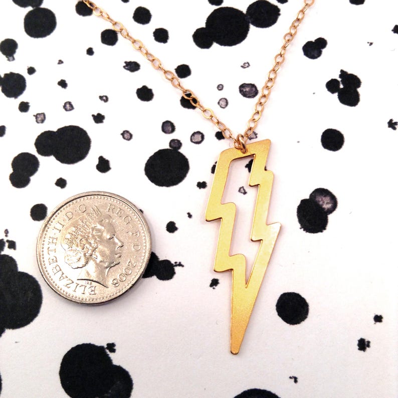 Lightning Bolt Necklace Thunder Strike Necklace Sterling Gold Silver ...