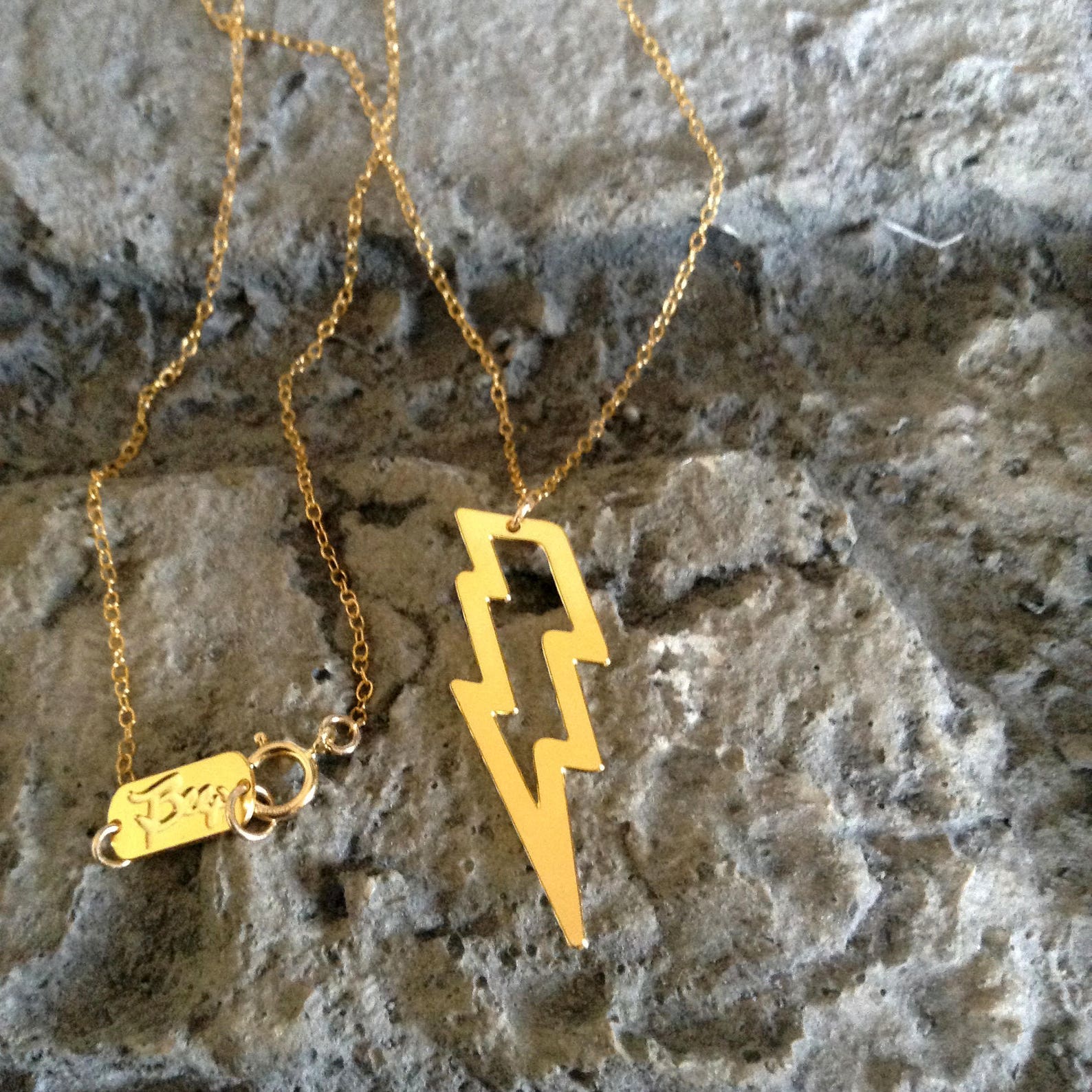 Lightning Bolt Necklace Thunder Strike Necklace Sterling Gold | Etsy