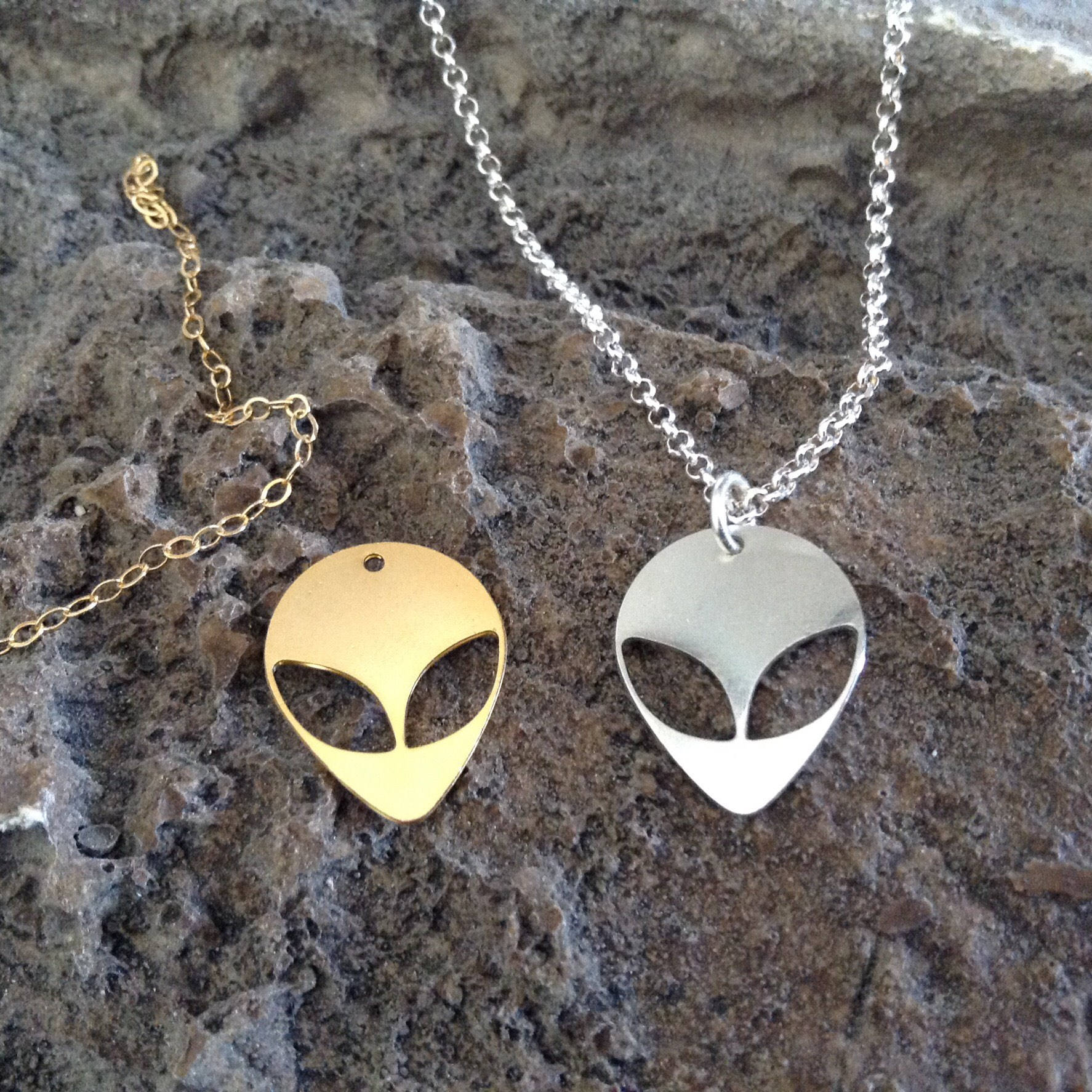 Alien Logo Necklace Gold Necklace Alien Icon Jewelry Design - Etsy