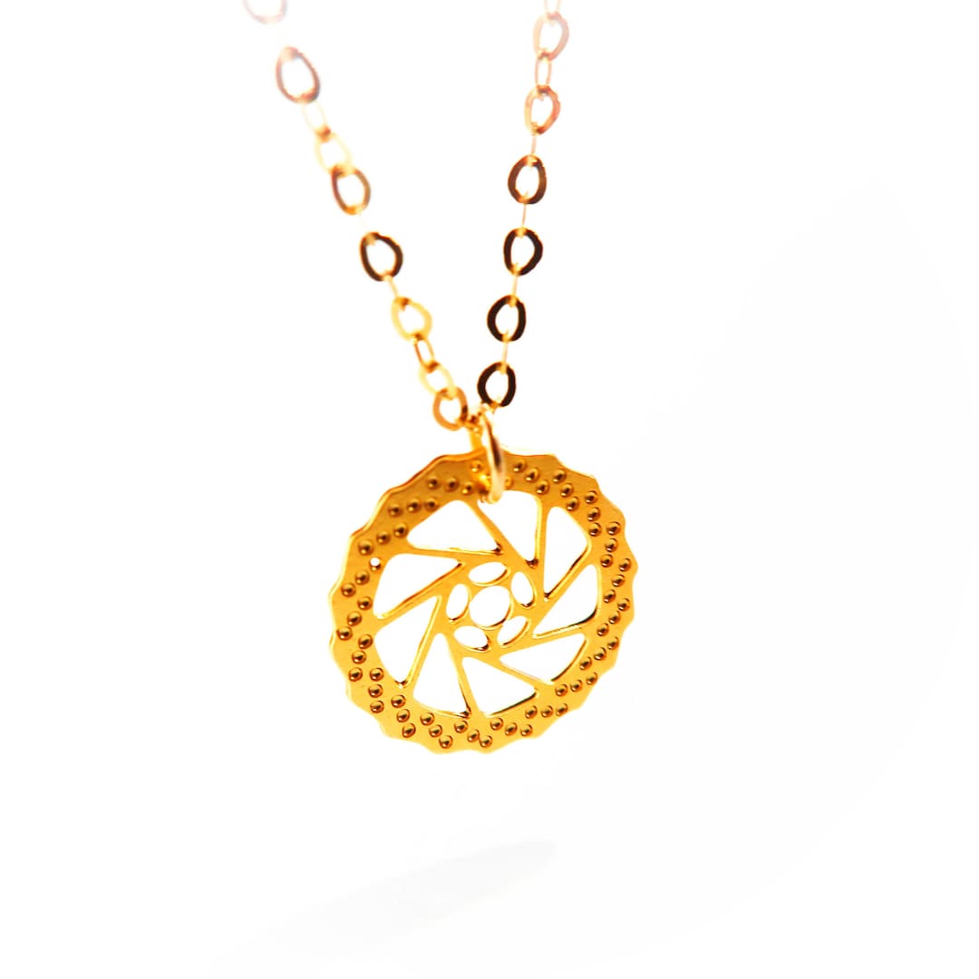 Gear Ring Mechanical Disk Necklace MTB Crank Gold Filled Necklace Icon ...