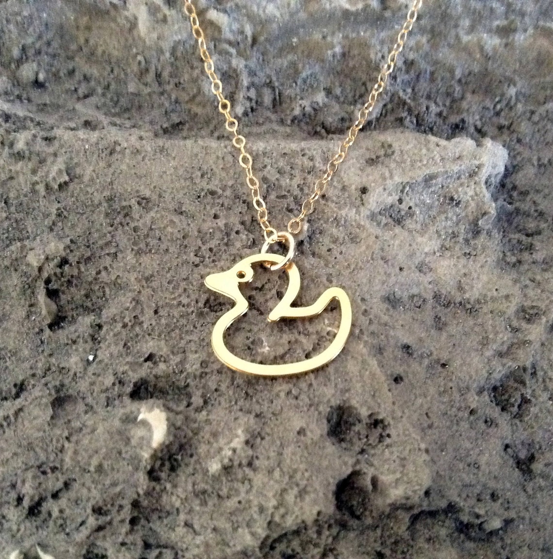 Toy Duck Necklace Silver Necklace Yellow Duck Icon Jewelry - Etsy