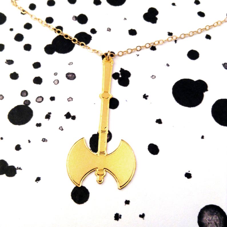 Gold Axe Necklace Viking Axe Jewelry Sword Necklace Gladiator Weapon ...