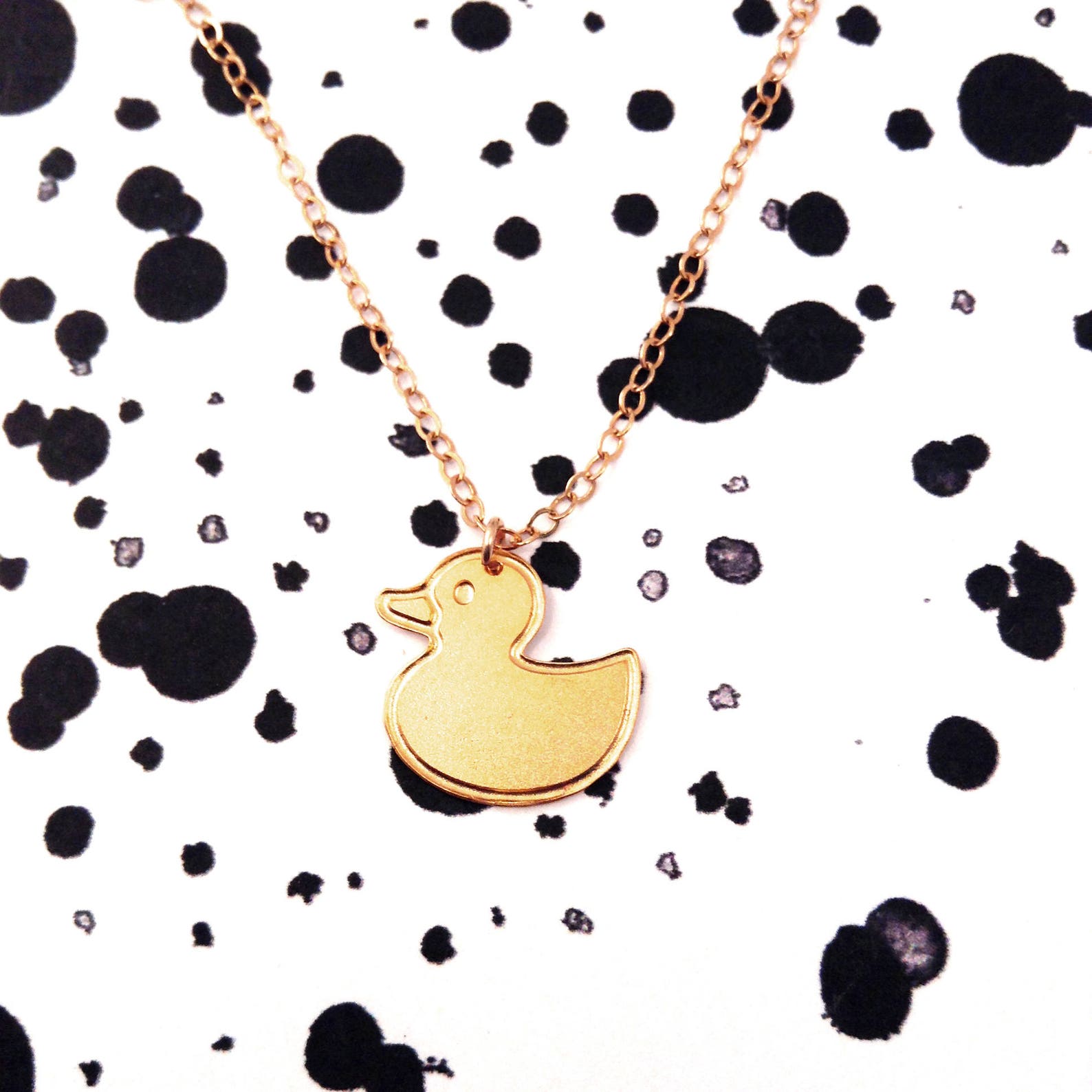 Toy Duck Necklace Gold Filled Necklace Yellow Duck Icon - Etsy