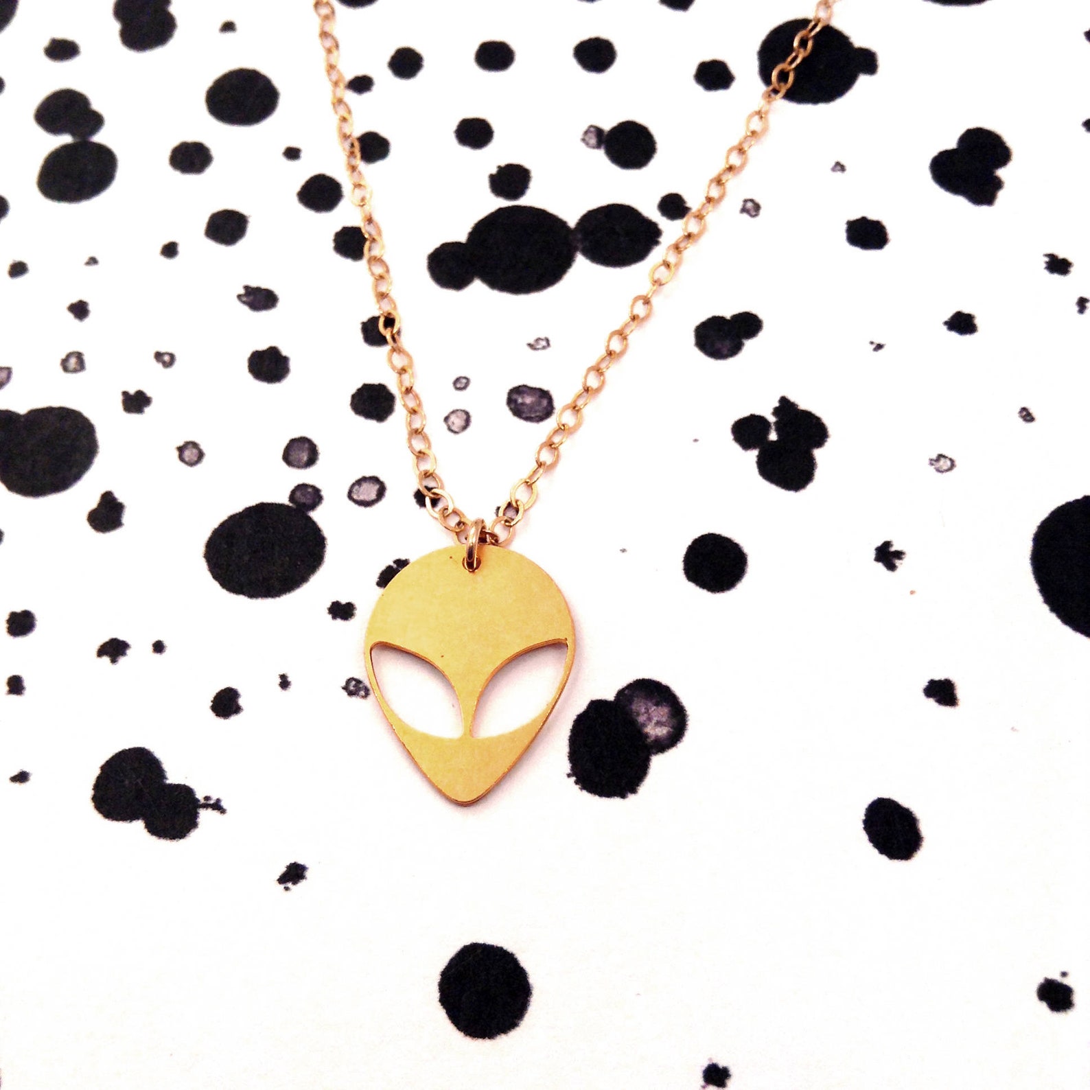 Alien Necklace Alien Jewelry Gold Outer Space Jewellery Paranormal ...