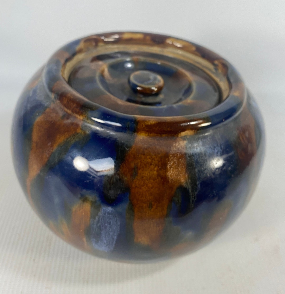 Vintage Antique Tobacco Jar Storage Pot Humidor Aonian Pottery Made in ...