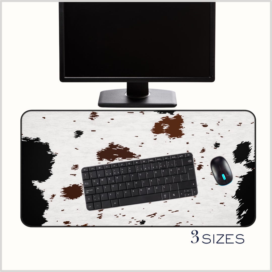 Cow Print Desk Mat Western Mousepad Large Size Farmhouse Office Decor ...