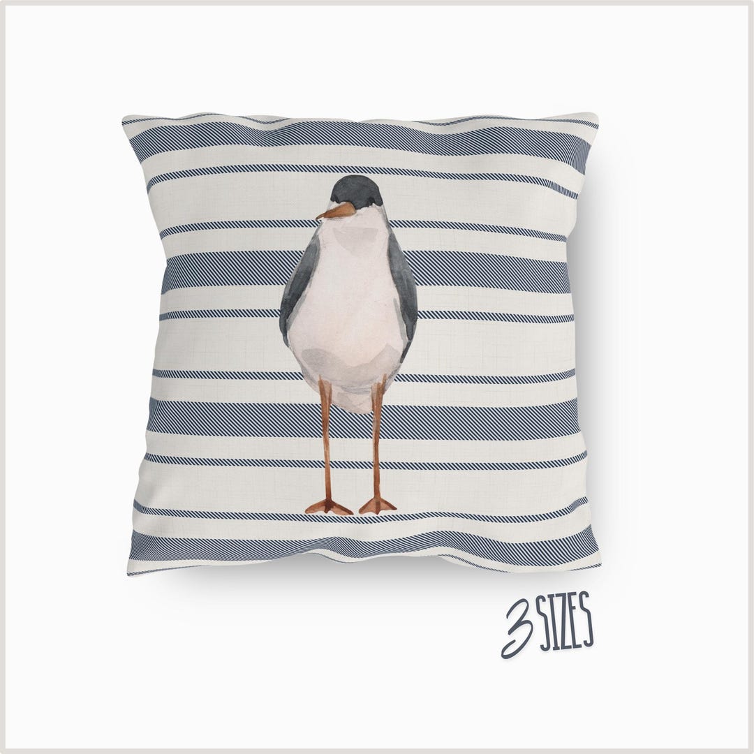 Seagull Decor Outdoor Pillow Beach House Seaside Fisherman Aesthetic ...