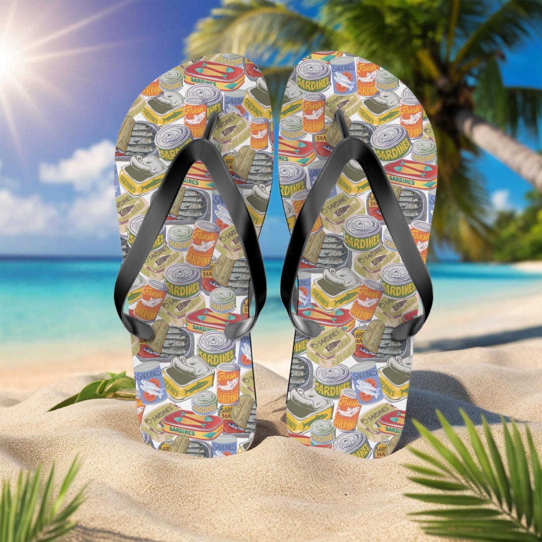 Sardine Flip Flops Fisherman Aesthetic Beach Sandals Fish Print ...
