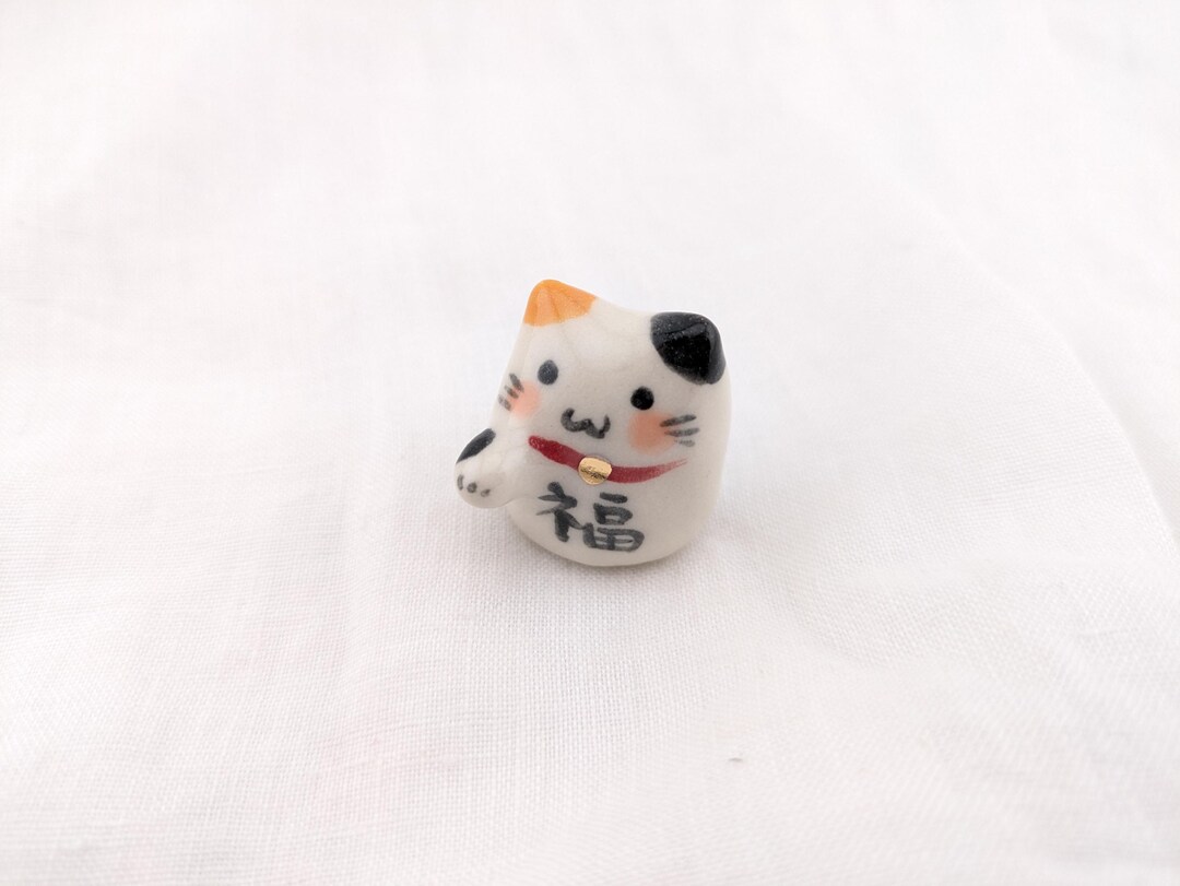 Maneki Neko Statue Lucky Cat Ceramic Handmade Beckoning Fortune ...