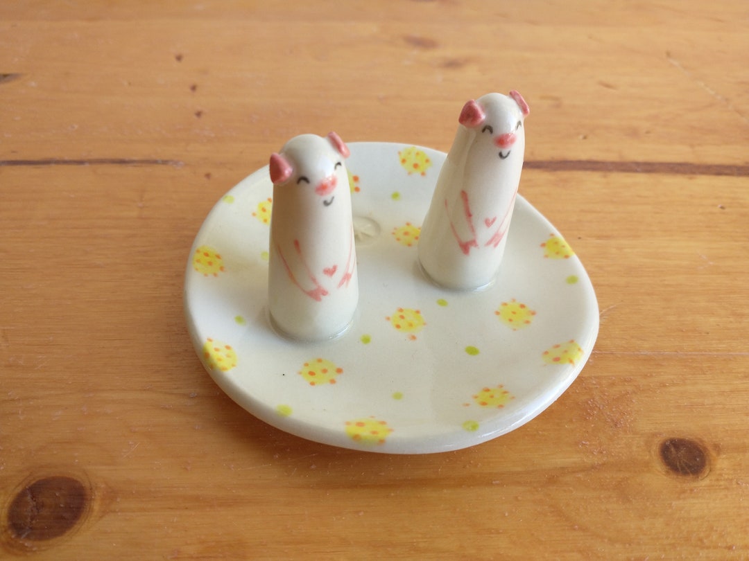Ceramic Pig Ring Dish, Wedding Cake Topper, Animal Lover Gift - Etsy