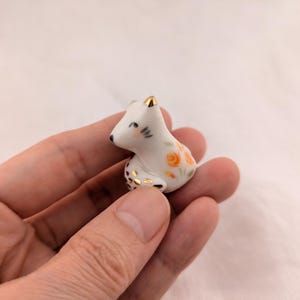 PORCELAIN Fox Ceramic Figurine Miniature Sculpture Animal Pottery Clay ...