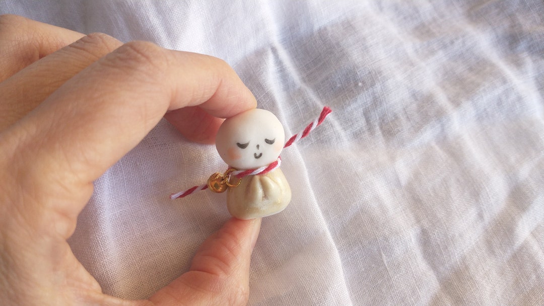 Baby Jizo Statue Praying Little Guardian Spirit Ceramic Handmade Charm ...