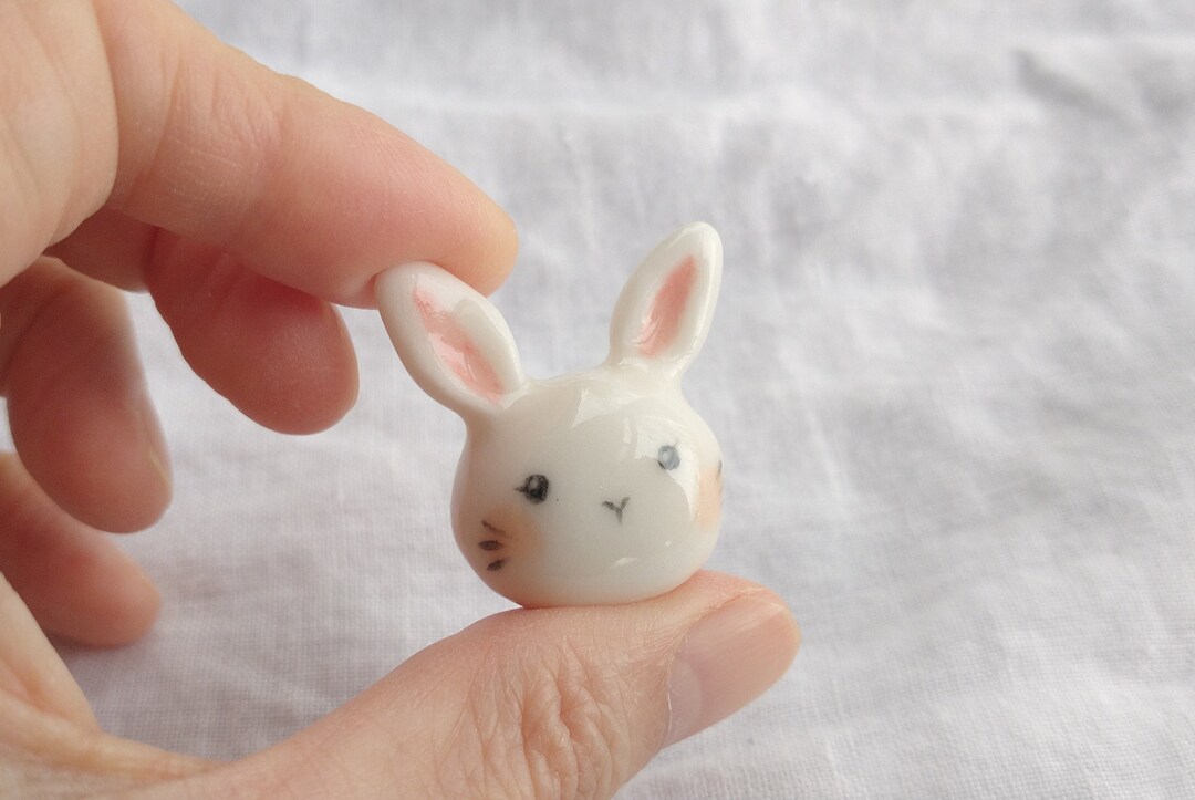 PORCELAIN Bunny Rabbit Ceramic Figurine Miniature Sculpture Mini Micro ...