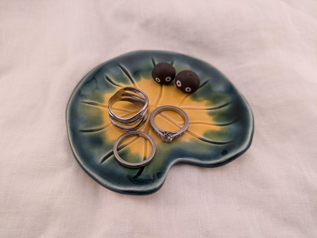 Lily Pad Ceramic Ring Dish Holder Trinket Jewelry Plate Small Cute ...
