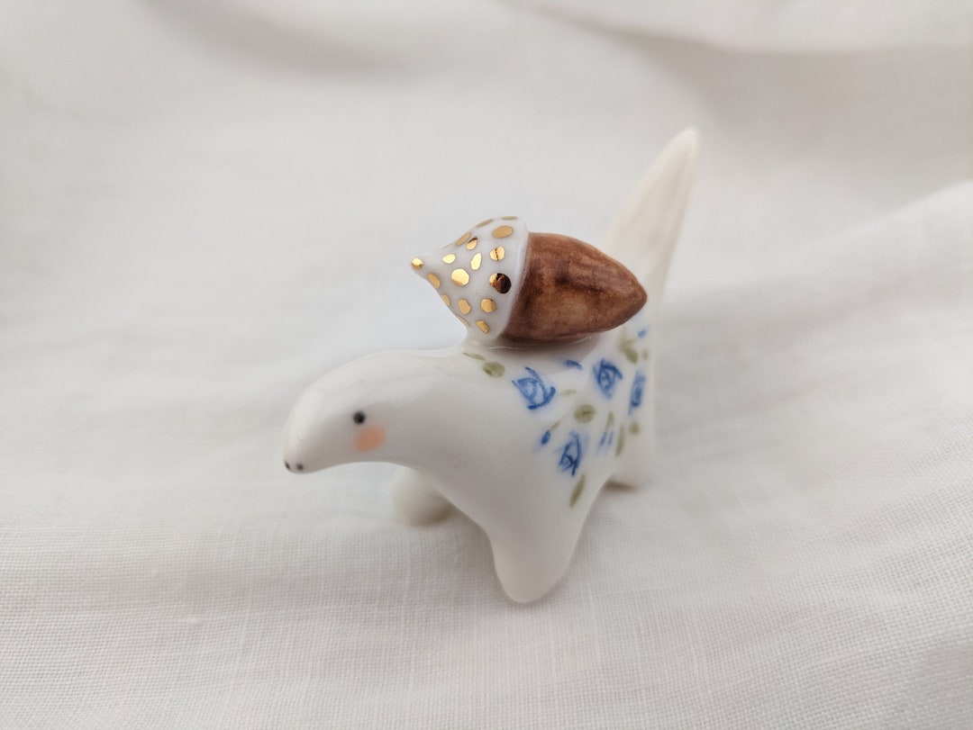 PORCELAIN Dino Dinosaur Ceramic Figurine Miniature Sculpture Animal ...