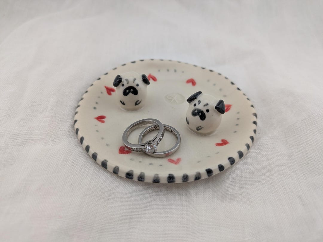 Handmade Pug Ring Dish, Ceramic Cake Topper, Engagement Gift - Etsy