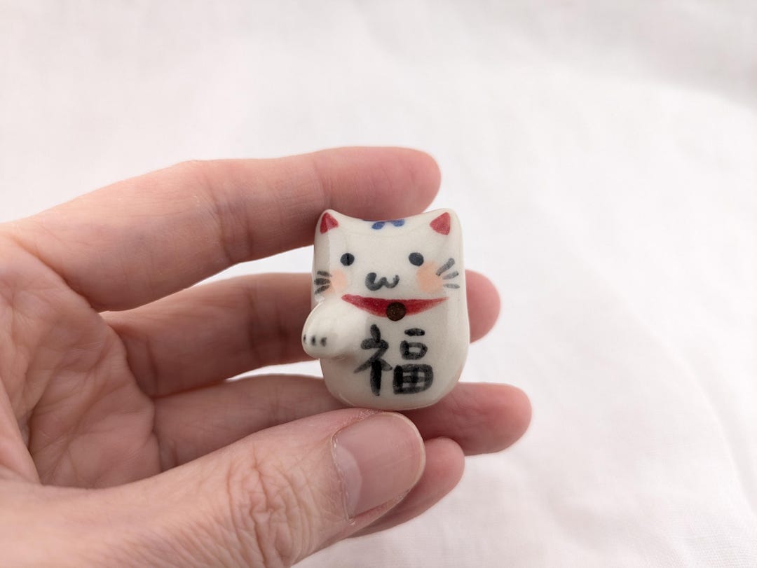Maneki Neko Statue Lucky Cat Ceramic Handmade Beckoning Fortune ...
