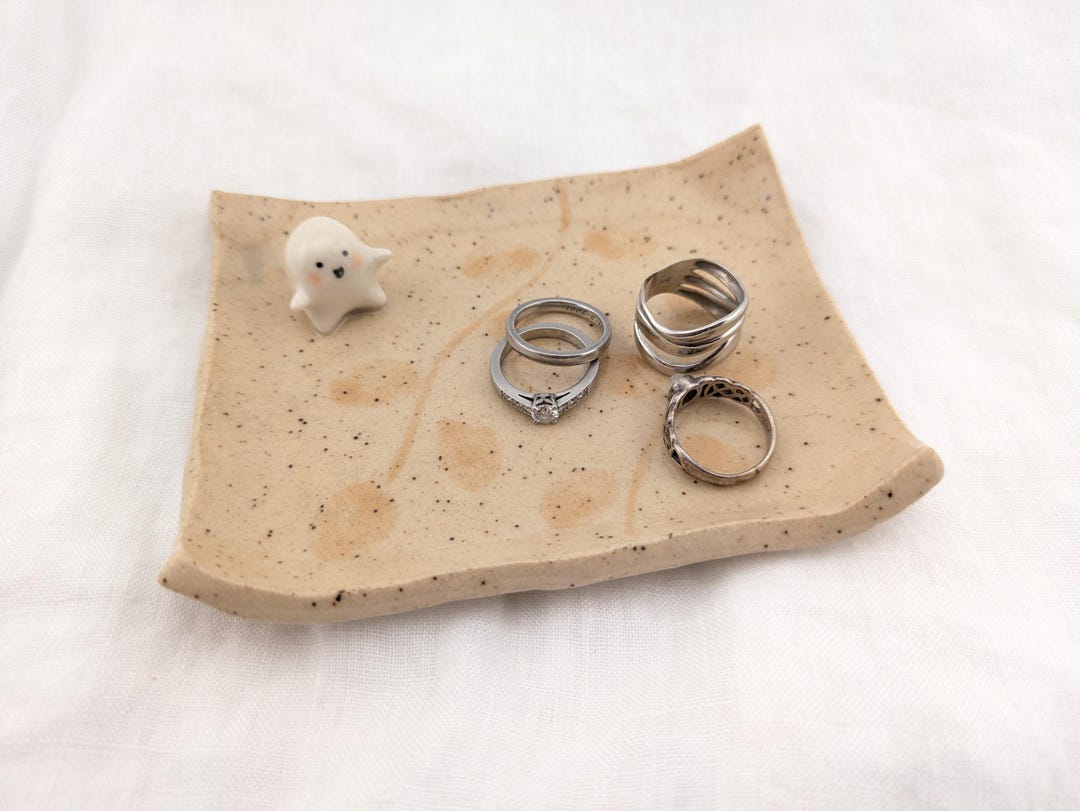 Small Rectangle Ceramic Dish With a Cute Guy Trinket Ring Jewelry Key ...