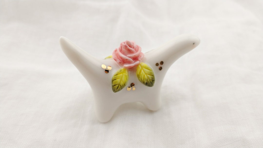 PORCELAIN Dino Dinosaur Flower Ceramic Figurine Miniature Sculpture ...