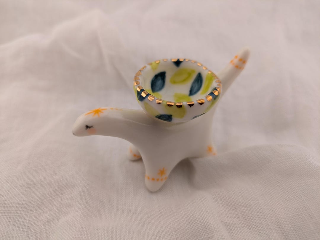 PORCELAIN Dino Dinosaur Ceramic Figurine Miniature Sculpture Pottery ...