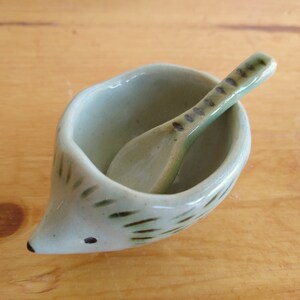 Hedgehog Ceramic Condiments Dish With Spoon Gift Plate Salt Sugar ...