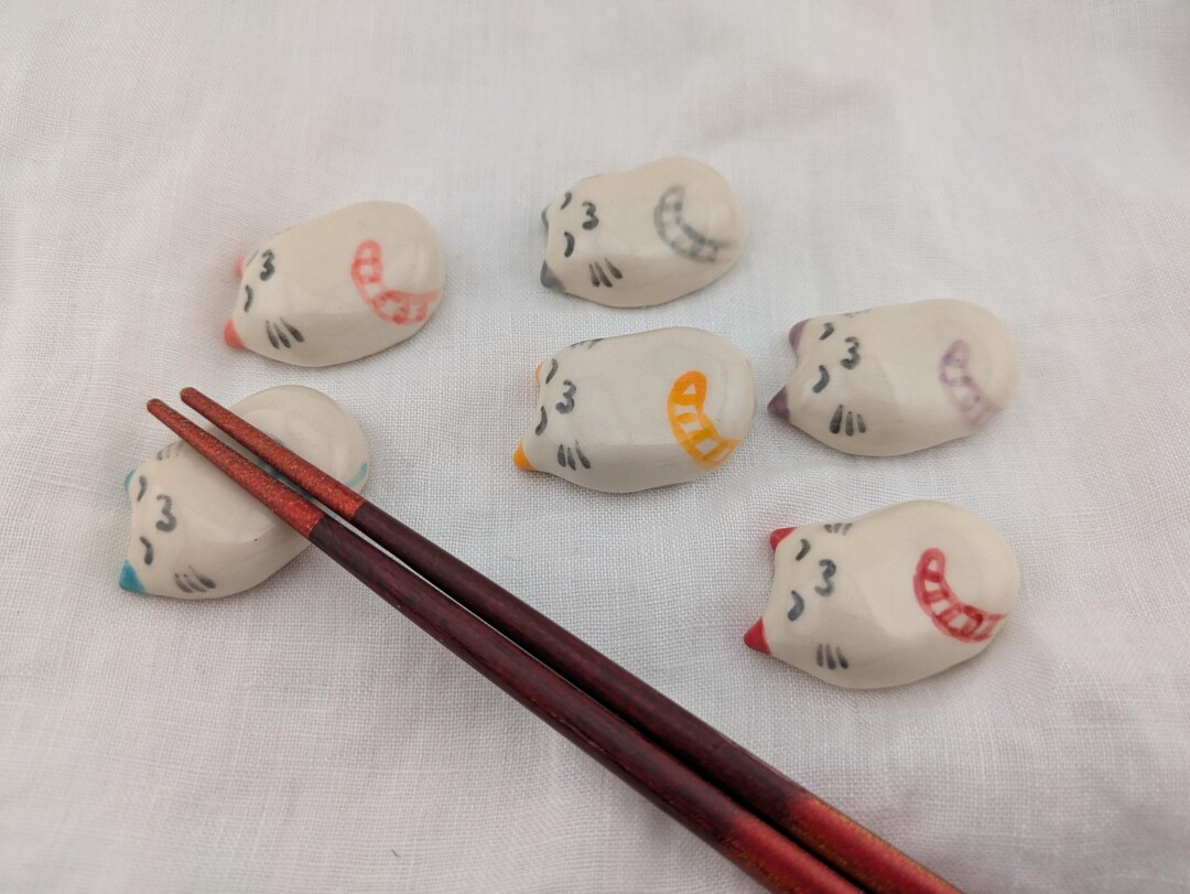 Cat Chopstick Rest Holder Set of 6 Kitten Ceramic Pillow 1 - Etsy
