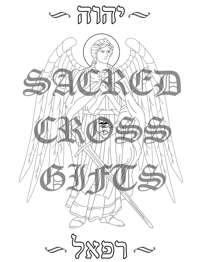 Archangel Raphael Coloring Page - Etsy