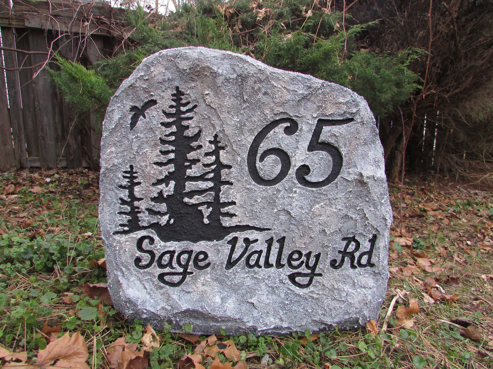 Address Stone Artificial With Tree Design House Number - Etsy