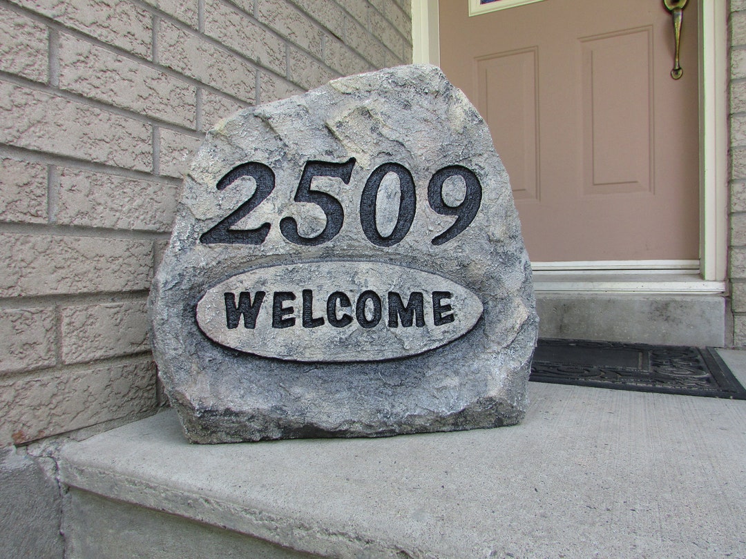 Welcome Address Stone - Artificial, With House Number - Large Size 22 ...