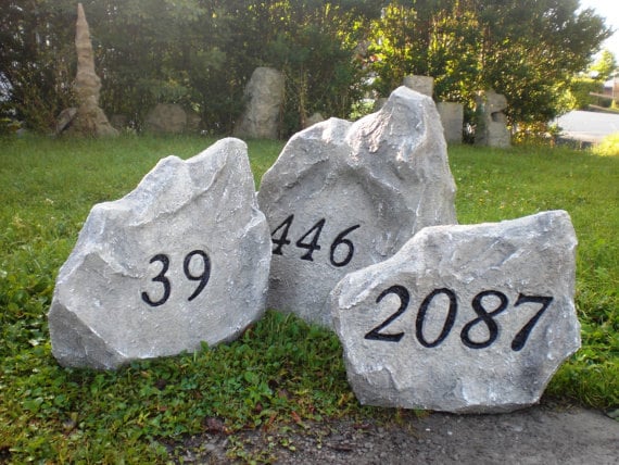 Address Stone - Artificial, With House Number Only, Small Size 18" X 18 ...