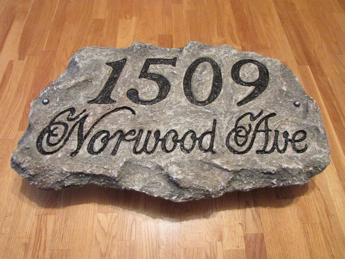 Address Plaque 22" X 12" X 2"- Artificial Rock Style - Etsy Canada