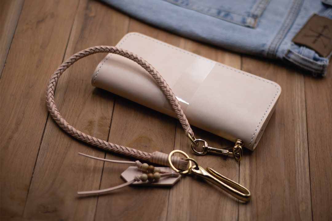Long Wallet With Leather Braided Chains, Leather Wallet, Man Wallet ...