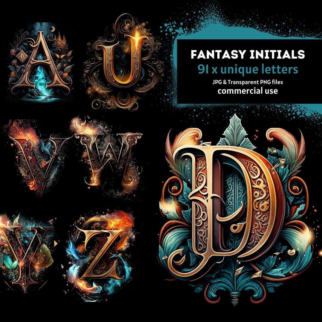 91 Initial Designs Fantasy Magical Mystical Enchanted Letters Clipart ...