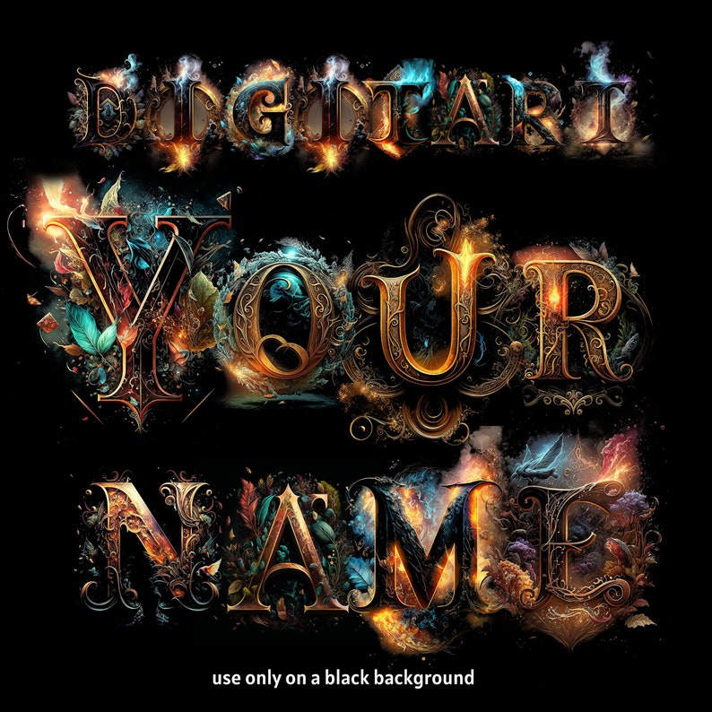 91 Initial Designs Fantasy Magical Mystical Enchanted Letters Clipart ...