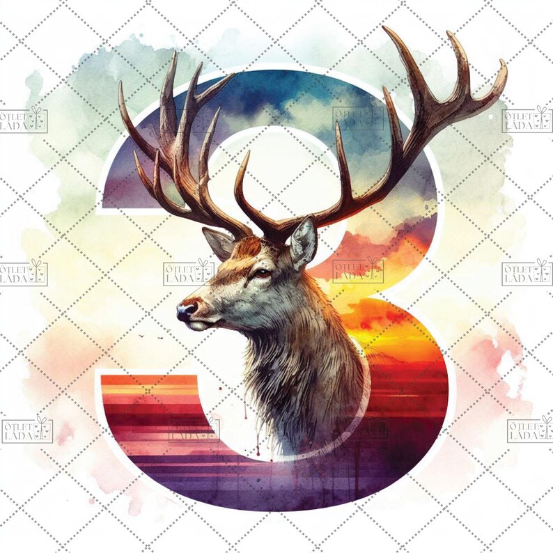 77 Hunters Forest Deer in Sunset Designs: 26 Letters, 9 Numbers and 42 ...