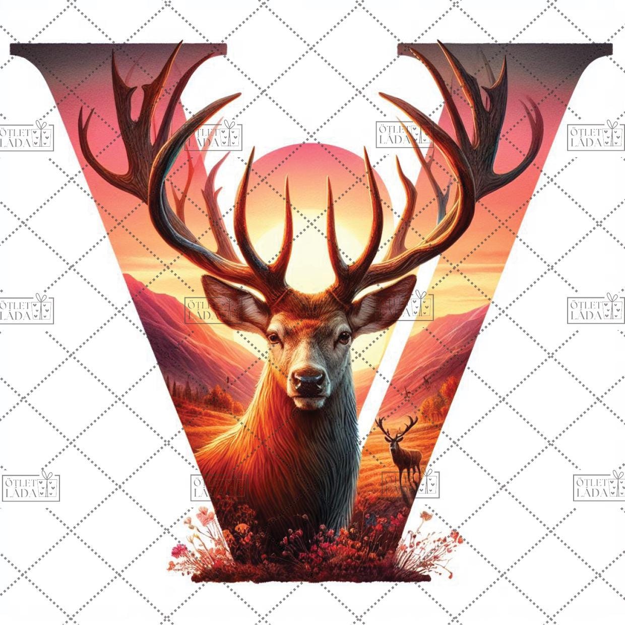 77 Hunters Forest Deer in Sunset Designs: 26 Letters, 9 Numbers and 42 ...