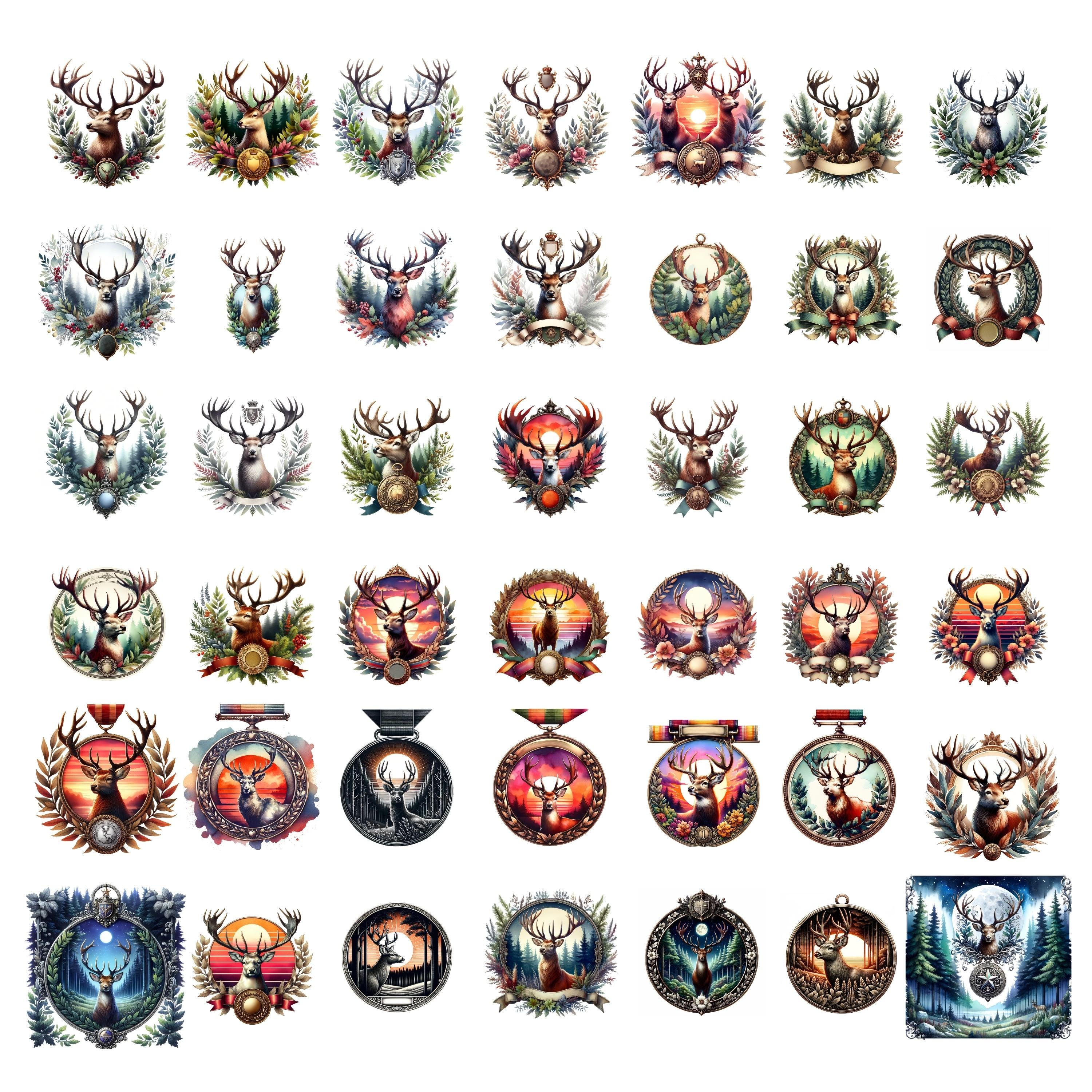 77 Hunters Forest Deer in Sunset Designs: 26 Letters, 9 Numbers and 42 ...