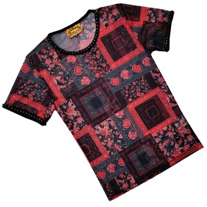Floral Mesh Embellished Men's Red T-shirt - Etsy