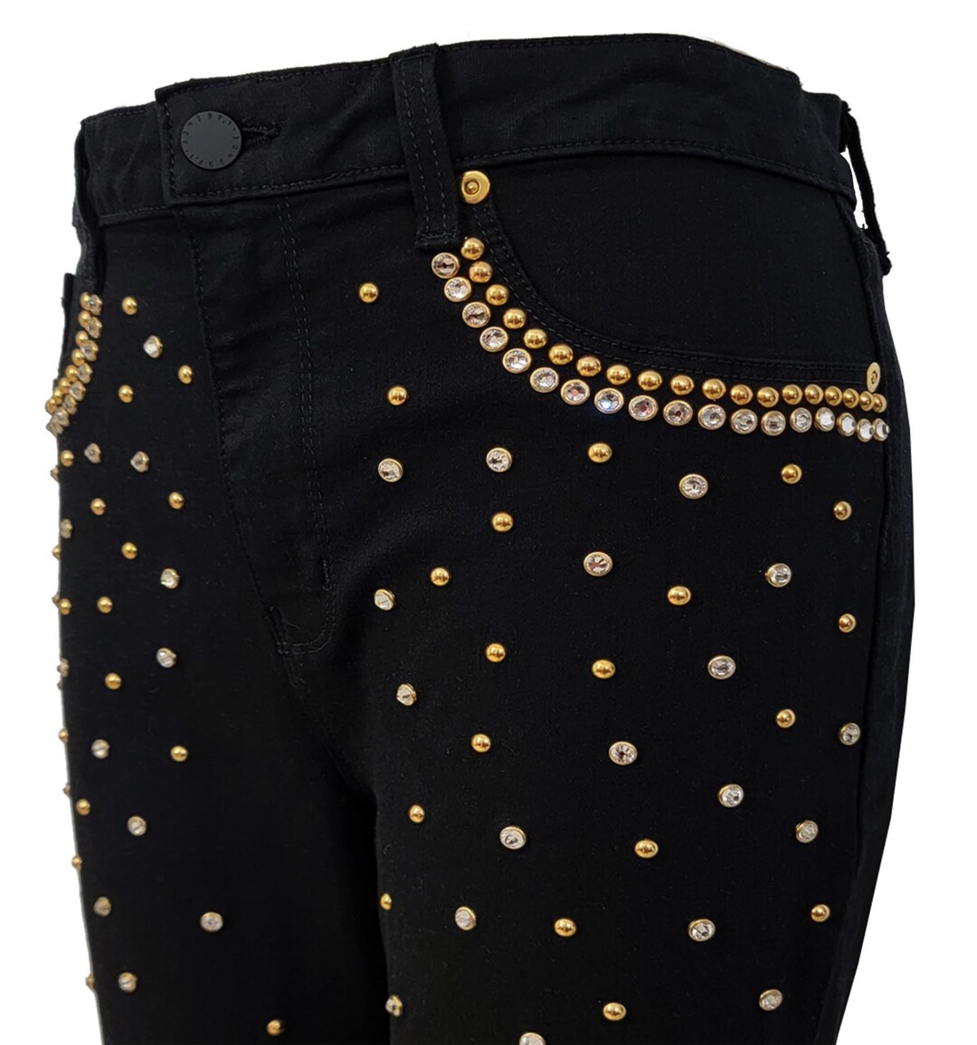 Gold Lux Embellished Women's Black Denim - Etsy