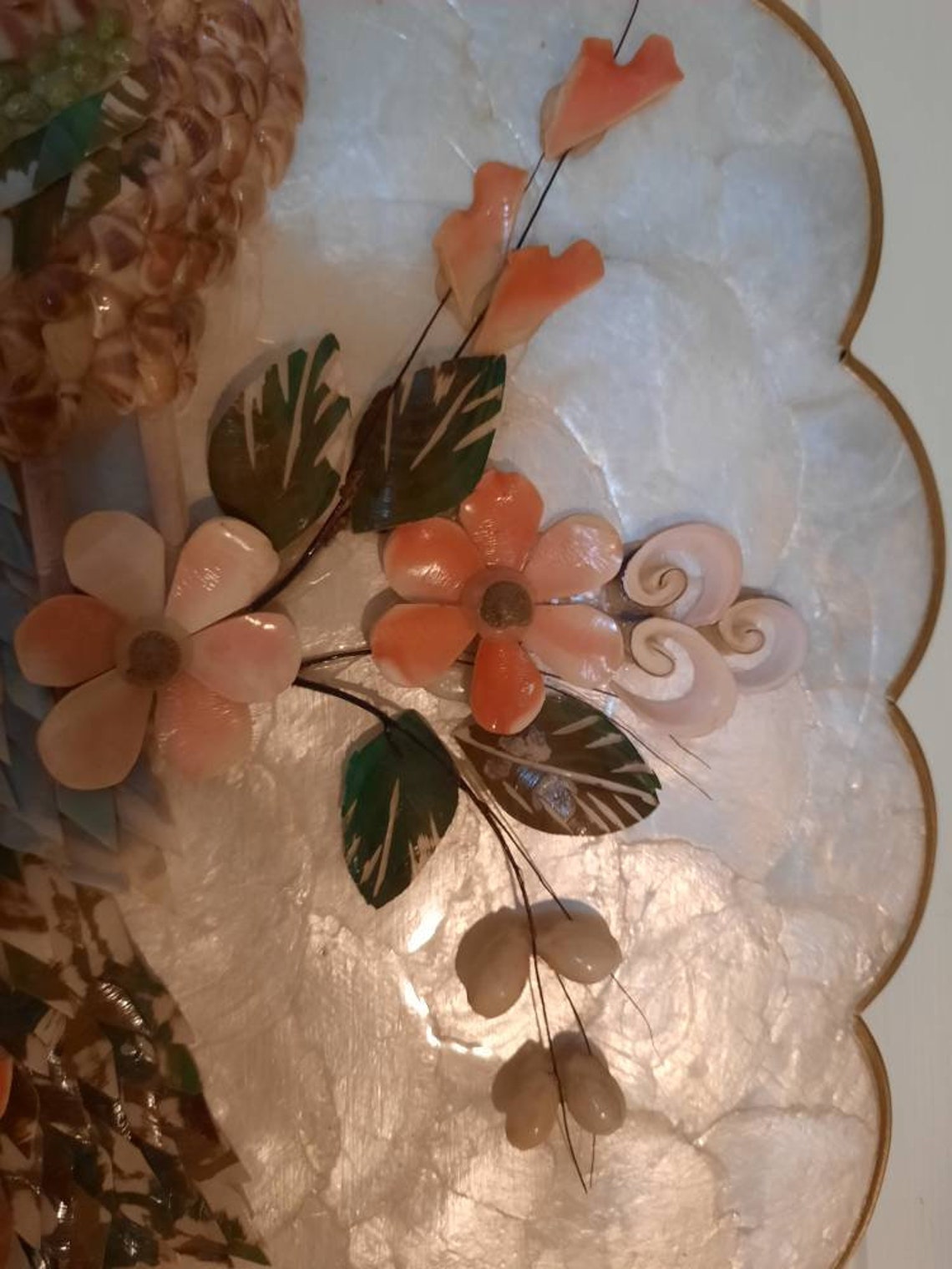 Vintage Capiz Shell Tropical Bird Art Handmade Ocean | Etsy