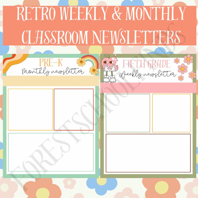 Retro Newsletters Preschool - Fifth Grade - Etsy