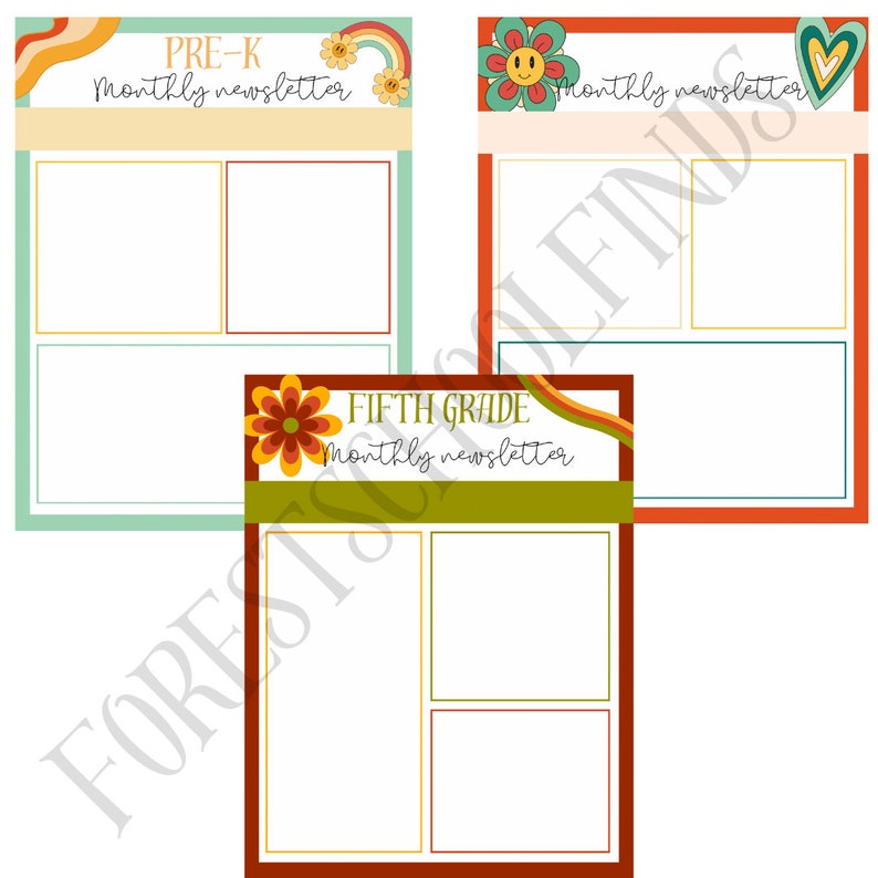 Retro Newsletters Preschool - Fifth Grade - Etsy