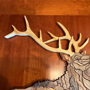 Bull Elk Intarsia - Handmade Wood Sculpture - Intarsia - Wall Art ...
