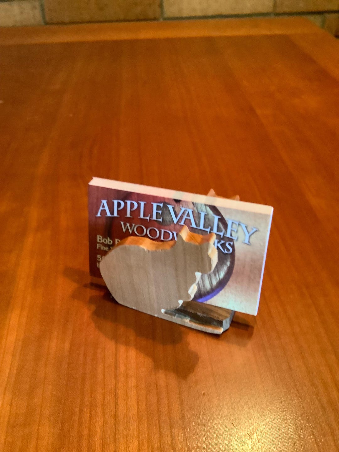 Cherry Wood Cat Business Card Holder: Whimsical Desk Decor - Etsy