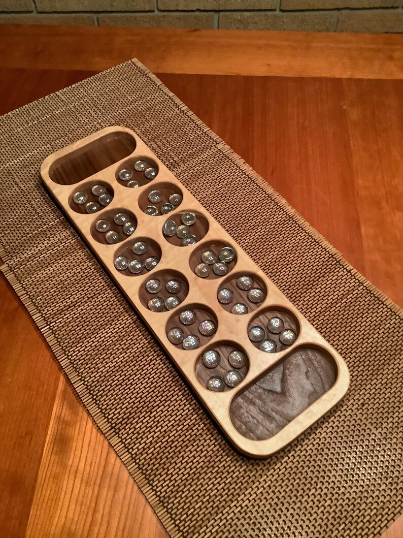 Mancala Board Game With Glass Stones Christmas - Etsy