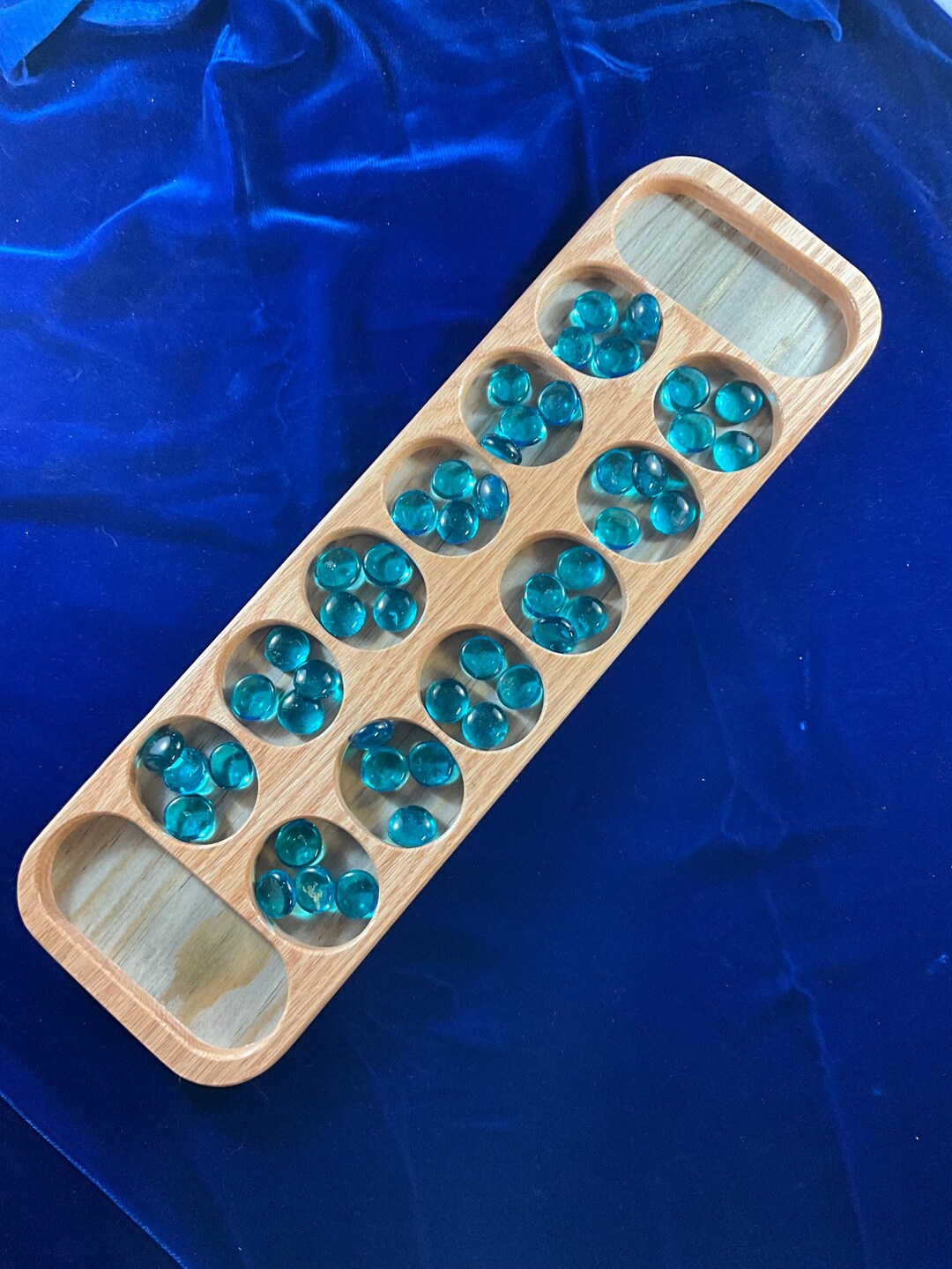 Mancala Board Game With Glass Stones Christmas Gift Great for Children ...