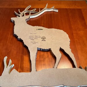 Bull Elk Intarsia - Handmade Wood Sculpture - Intarsia - Wall Art ...