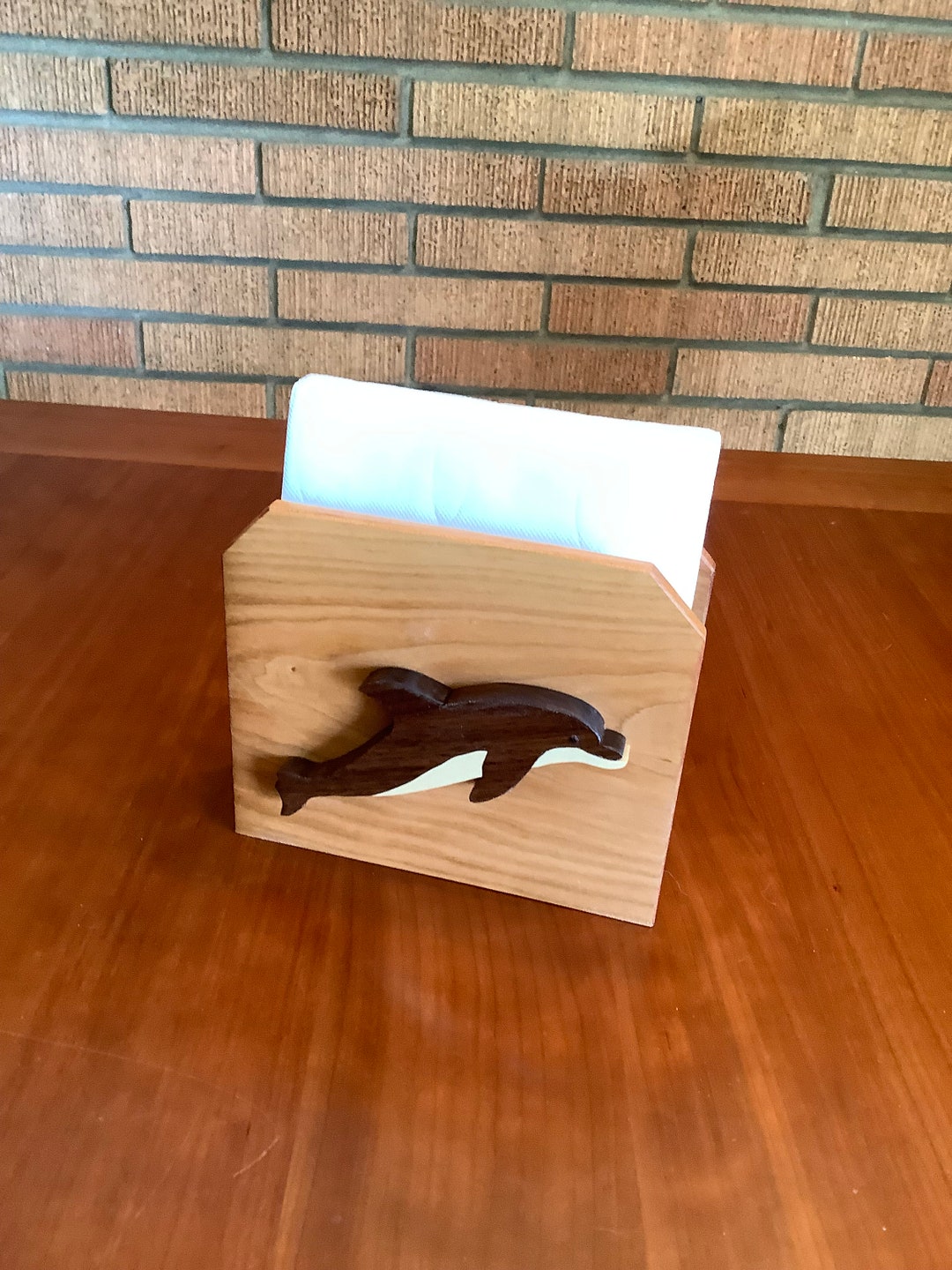 Intarsia Dolphin Napkin Holder Wood Art - Etsy