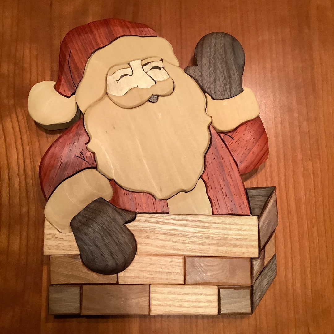 Intarsia Santa Claus in Chimney Christmas Wall Hanging Gift - Etsy